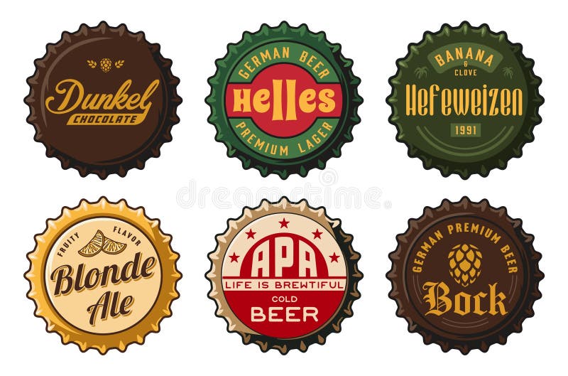 Beer Cap Vector Set for Design of Brew Beer in a Brewery. the ...