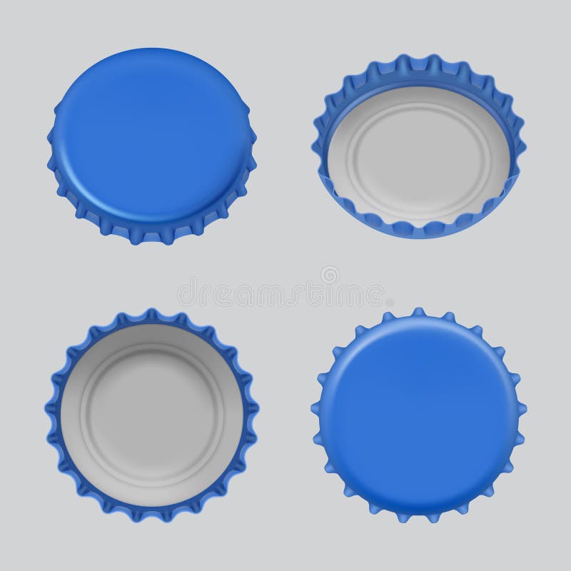 Beer Caps. Realistic Templates of Different Views of Soda or Alcoholic ...