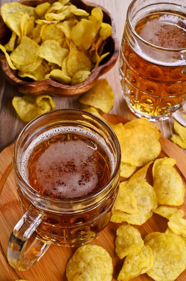 Beer and chips stock photo. Image of drink, heap, cold - 54060224