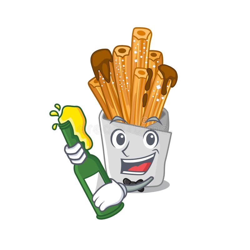 With Beer Churros in the Wooden Character Jar Stock Vector ...