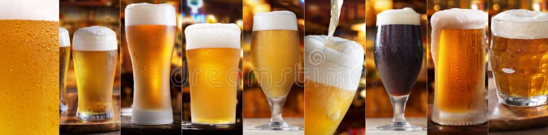 Beer Collage of Glasses and Mug of Beer Stock Photo - Image of ...