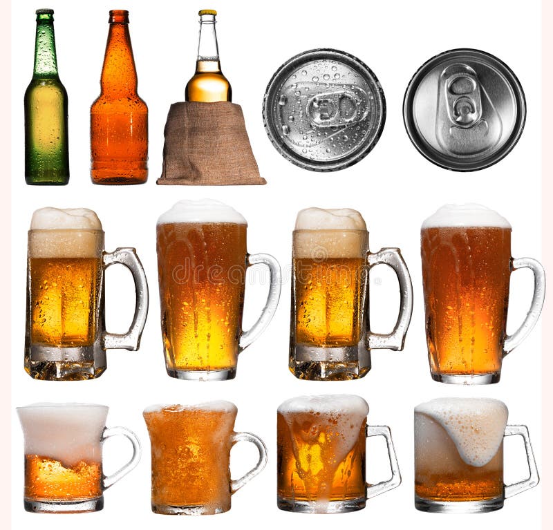 Beer Collage, Isolated on White Stock Photo - Image of brown, drop ...