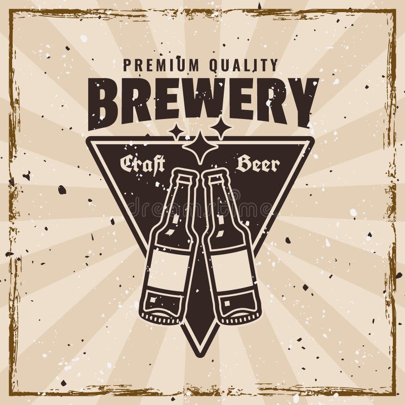Beer Colored Retro Emblem, Badge, Label on Background with Grunge ...