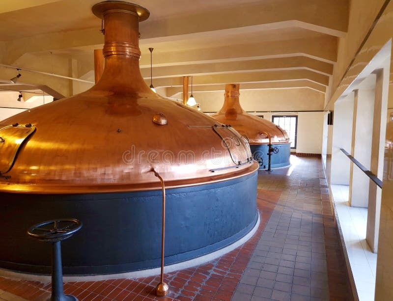 Beer Copper Fermentation Vats in Brewery Stock Photo - Image of ...