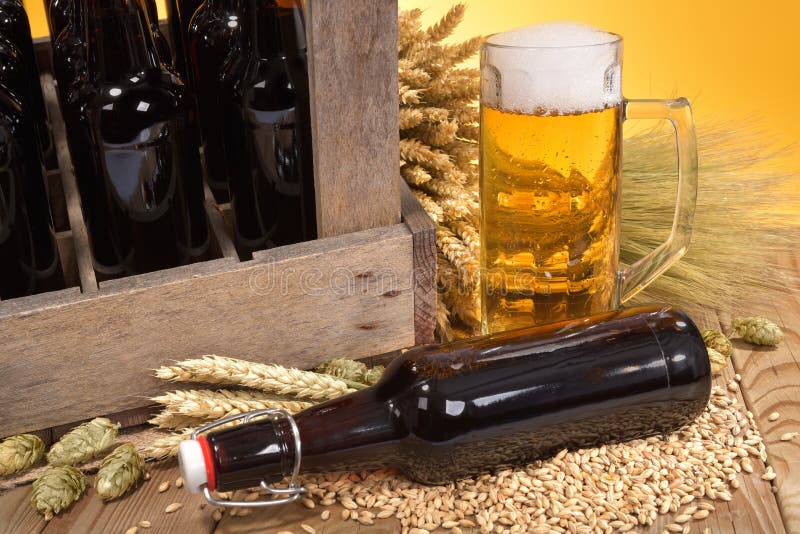 Beer crate with beer glass stock image. Image of refreshment - 65656639