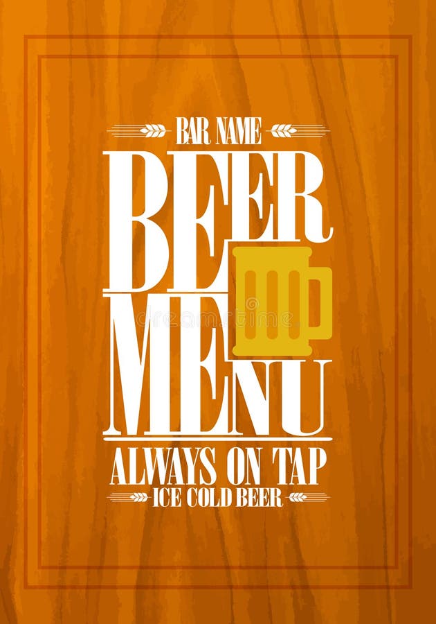 Beer design for bar menu stock vector. Illustration of design - 69684752