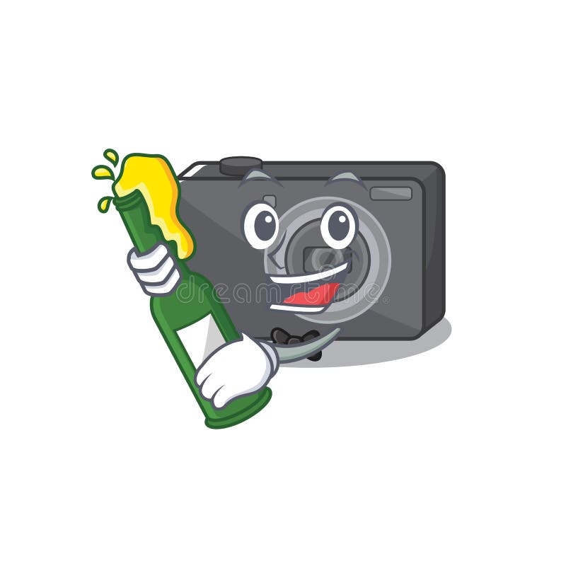 With Beer Digital Camera on a Cartoon Table Stock Vector - Illustration ...