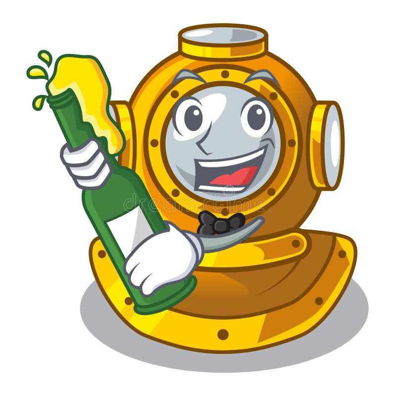 With Beer Diving Helmet on a Cartoon Table Stock Vector - Illustration ...