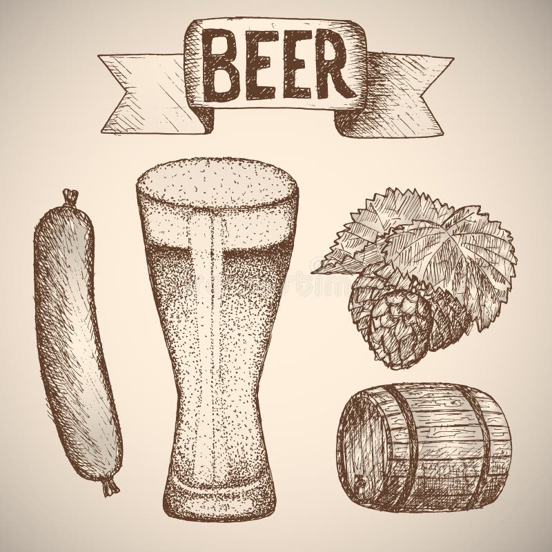 Beer. Drawing by hand. stock vector. Illustration of food - 62820420