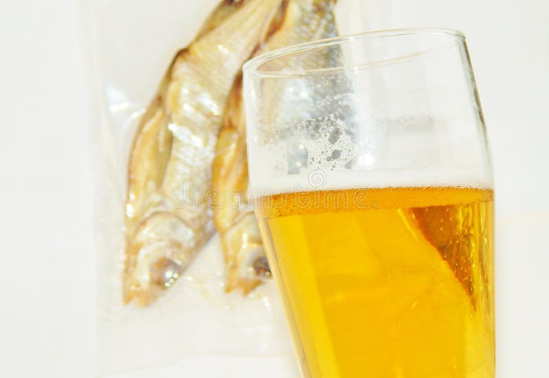 Beer, dried fish stock photo. Image of full, dried, lager - 104338336