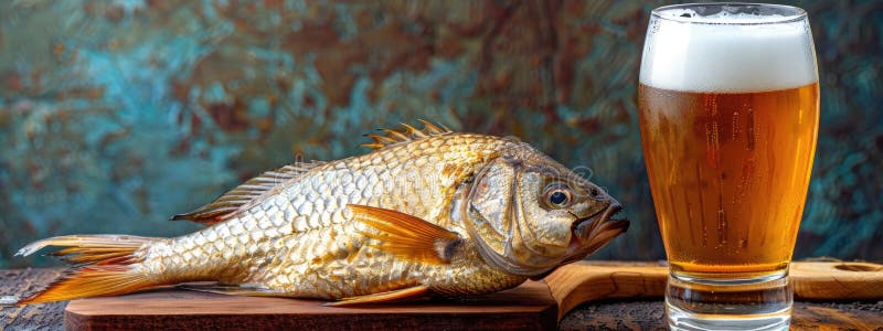 Beer and dried ram fish stock photo. Image of market - 316944736