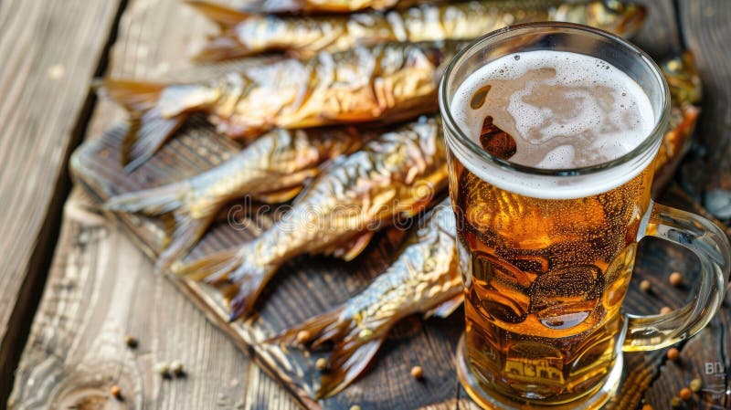 Beer and dried ram fish stock image. Image of healthy - 316944749
