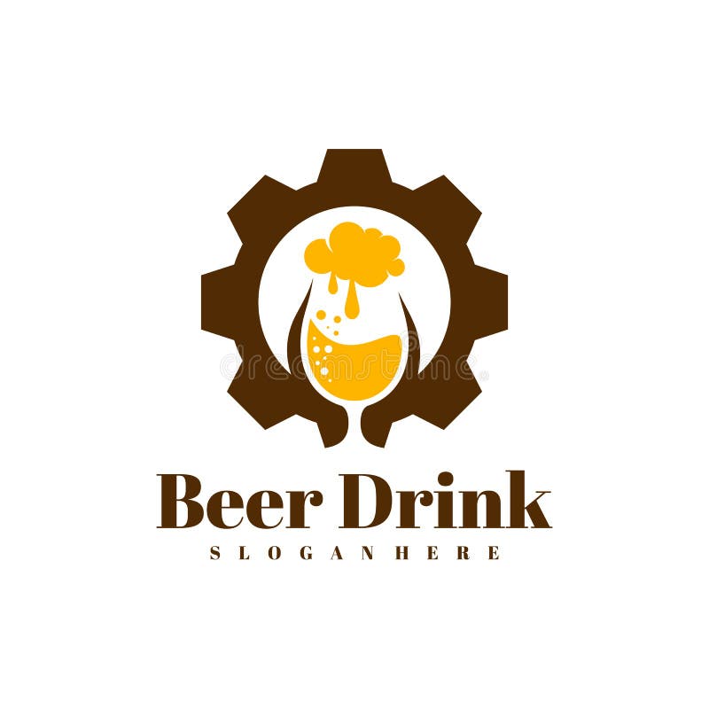 Beer Drink with Gear Logo Design Vector, Creative Beer Drink Logo ...
