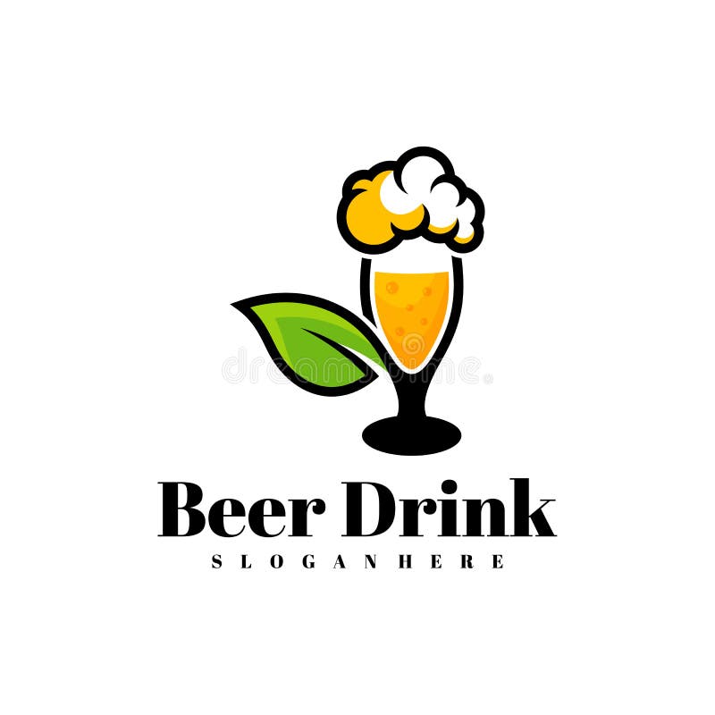 Beer Drink with Leaf Logo Design Vector, Creative Beer Drink Logo ...