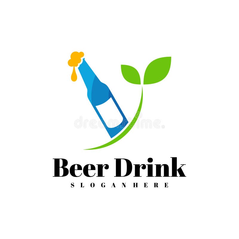 Beer Drink with Leaf Logo Design Vector, Creative Beer Drink Logo ...