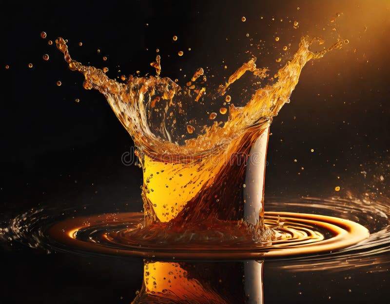 Beer Drink Spill and Splash Effect, Generative Ai Stock Illustration ...