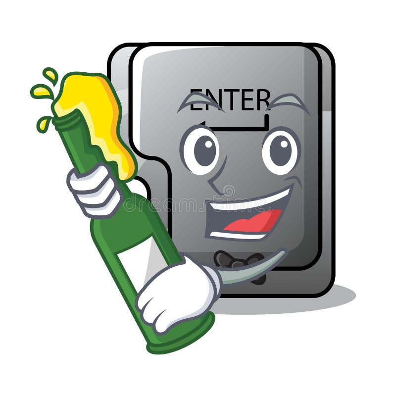 With Beer Enter Button Installed on Computer Cartoon Stock Vector ...