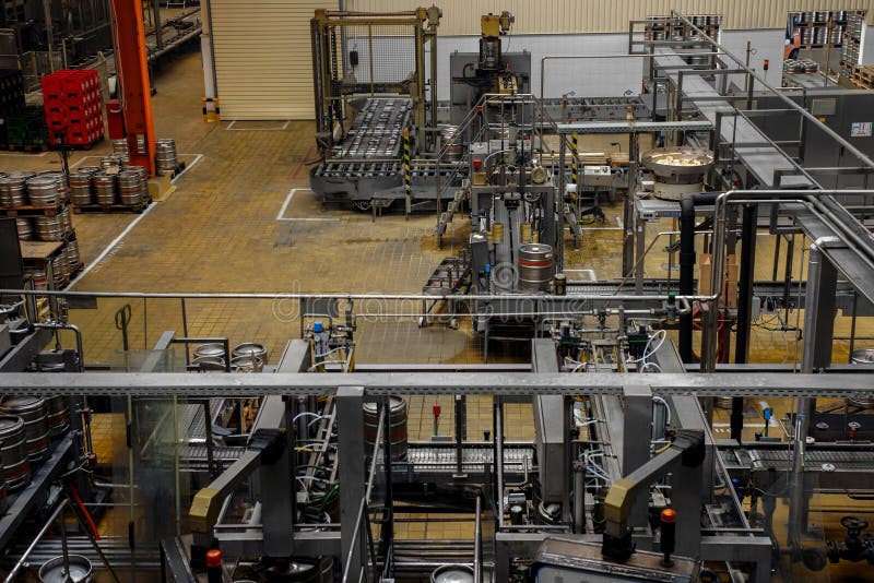 Beer Factory with Large Storage Tanks Stock Image - Image of interior ...