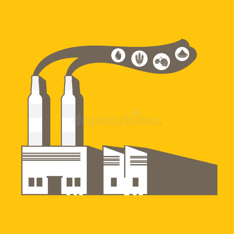 Beer Factory in Simple Graphic Stock Vector - Illustration of brewery ...