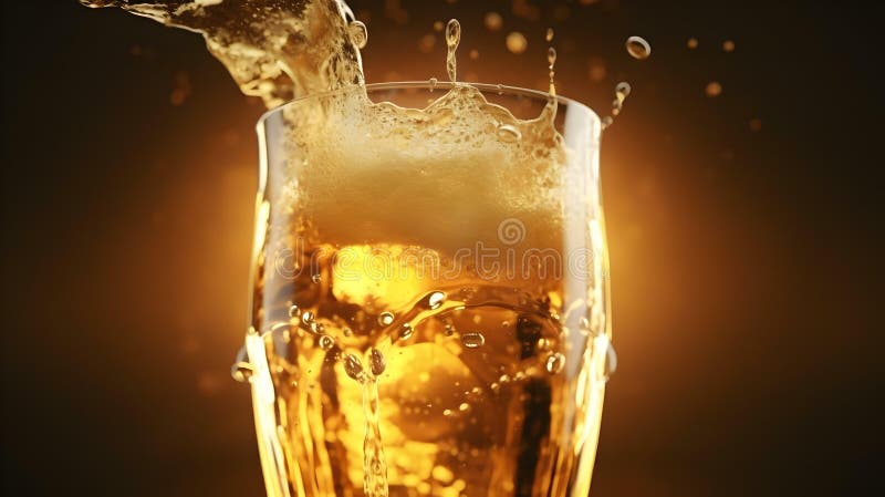 Beer falling into a glass stock illustration. Illustration of food ...