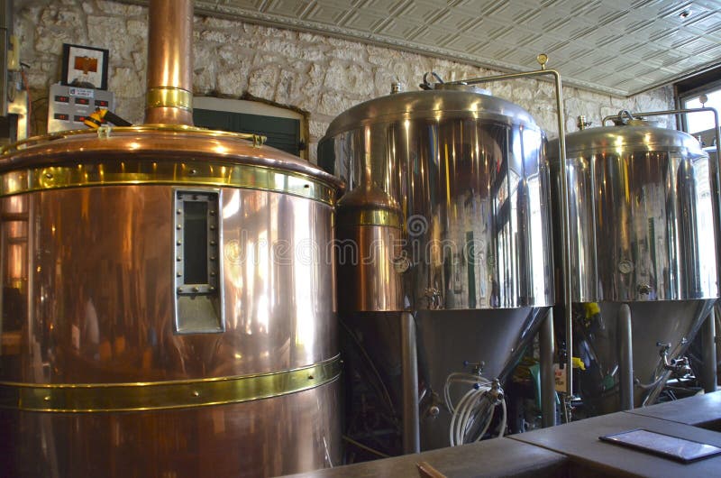 Beer Fermentation and Brewing Tanks at a Brewery Stock Image - Image of ...