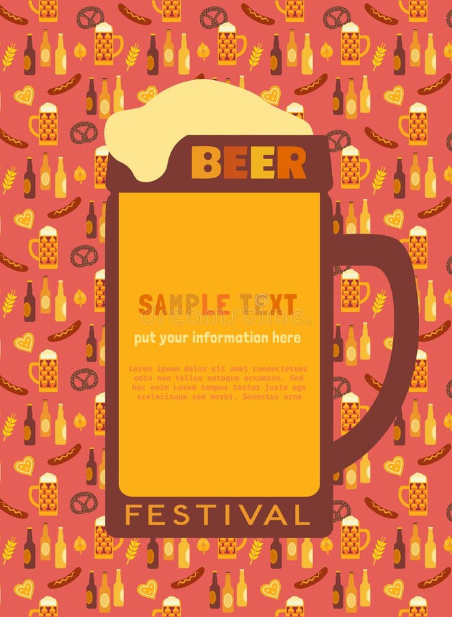 Beer Fest Hand Drawn Flat Color Vector Poster Template Stock Vector ...