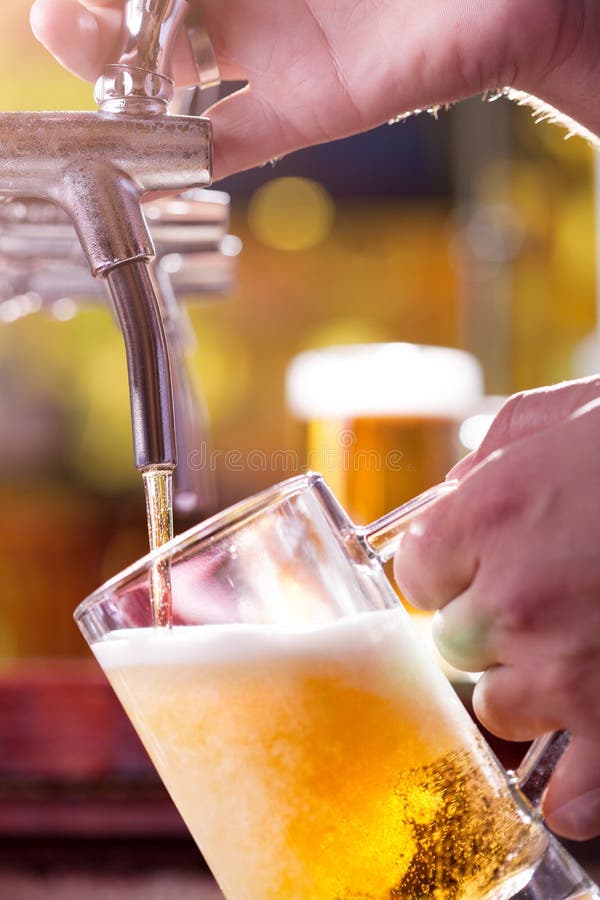 Beer Filling in a Brewery - Conveyor Belt with Glass Bottles Stock ...