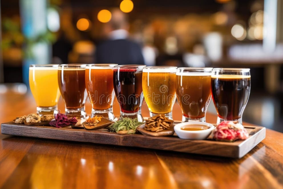Beer Flight Sampler with Various Craft Brews Stock Illustration ...