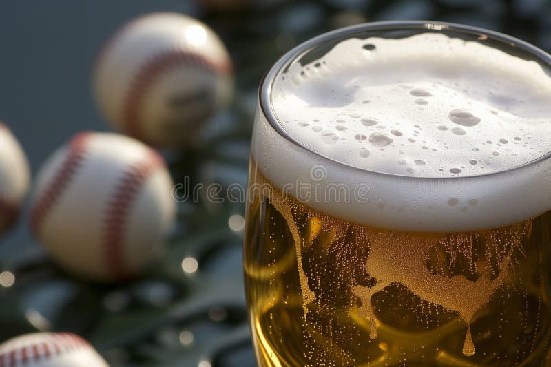 Beer with Foam, Clear View of Pitched Baseball Stock Photo - Image of ...