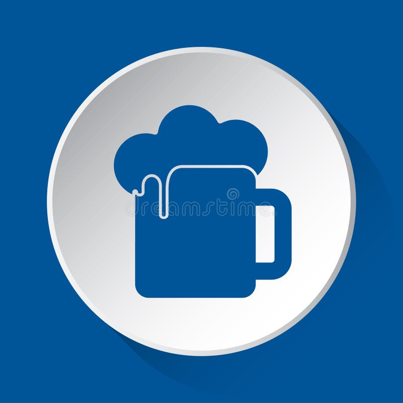 Beer with Foam - Simple Blue Icon on White Button Stock Vector ...