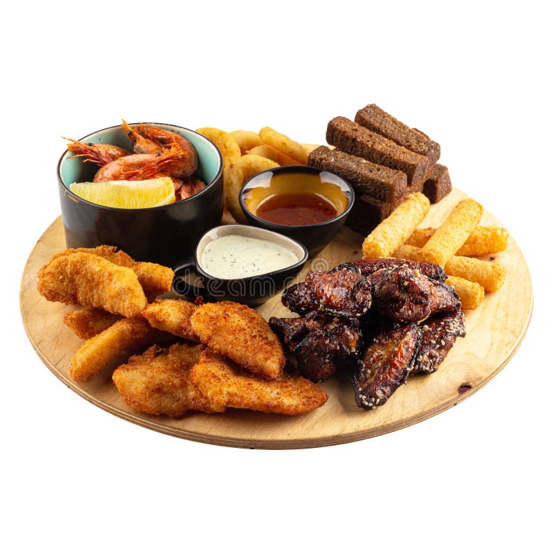 Beer Fried Snack Platter on Wooden Tray Stock Photo - Image of ...