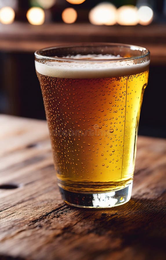 Beer. Full Glass of Alcoholic Beverage on Bar Counter. Generative AI ...
