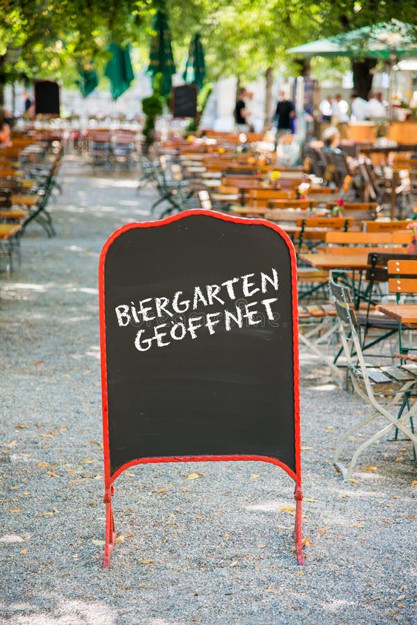 Beer Garden Open Sign in Munich Stock Photo - Image of bavaria, spring ...