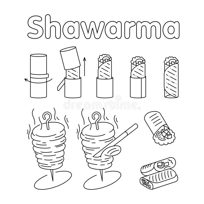 Shawarma Icon Set. Vector Illustration. Stock Vector - Illustration of ...