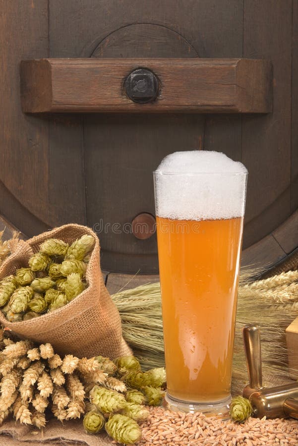 Beer glass with barrel stock photo. Image of autumn, alcohol - 66020424