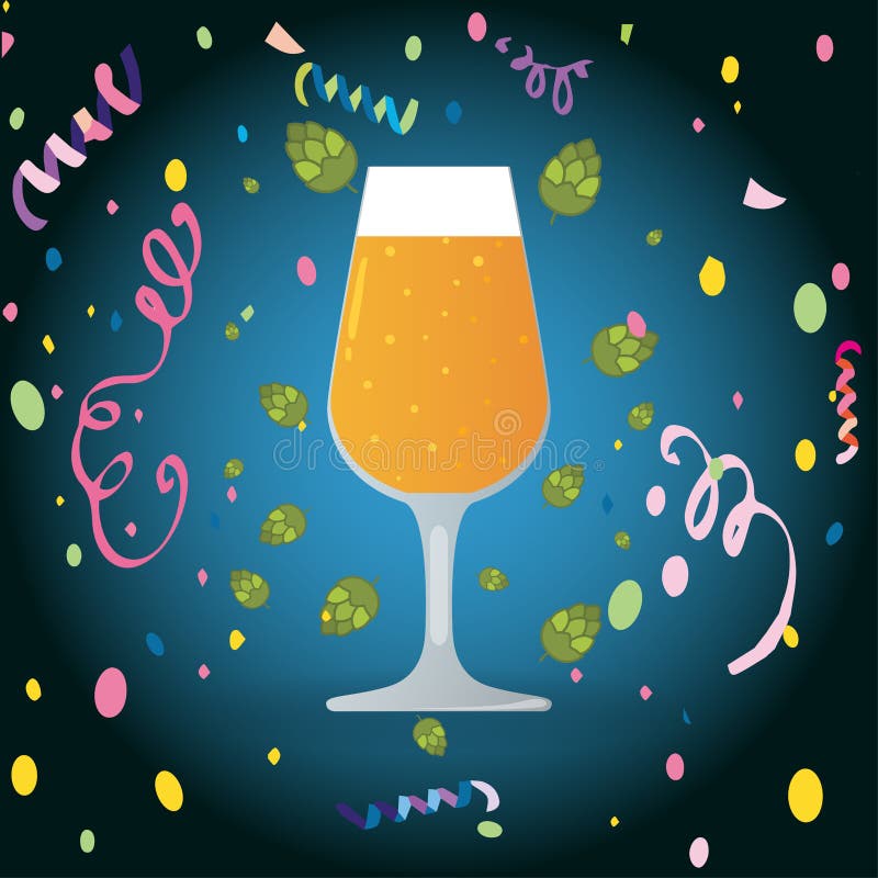 Beer Glass with Confetti, Oktoberfest Celebration Concept Stock ...