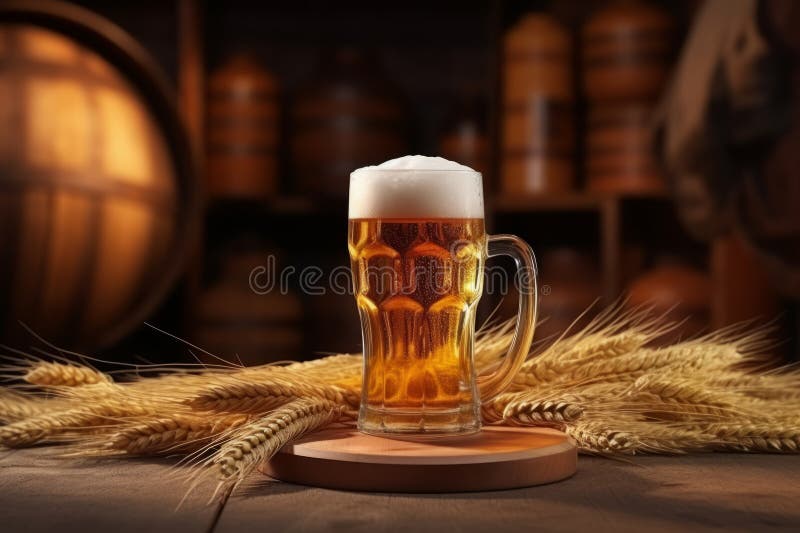 Beer Glass with Foam Beer and Scattered Malt Stock Image - Image of ...