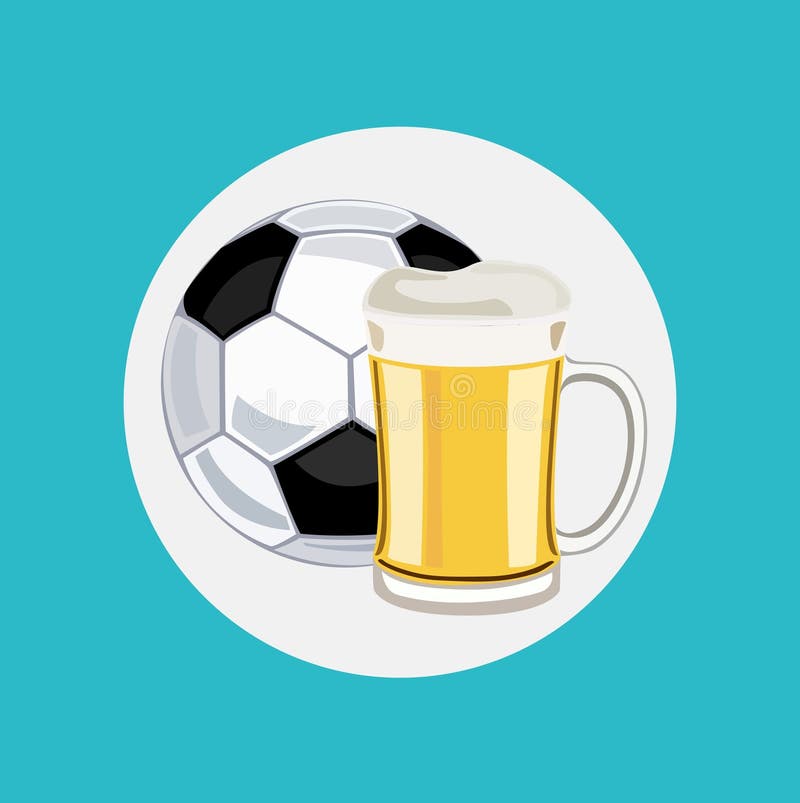Beer Glass and Football Flat Icon Stock Vector - Illustration of foam ...