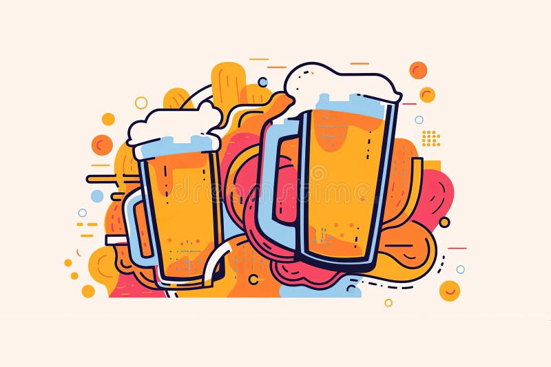 Beer Glass Full of Refreshing Beer. Bright Abstract Illustration Stock ...