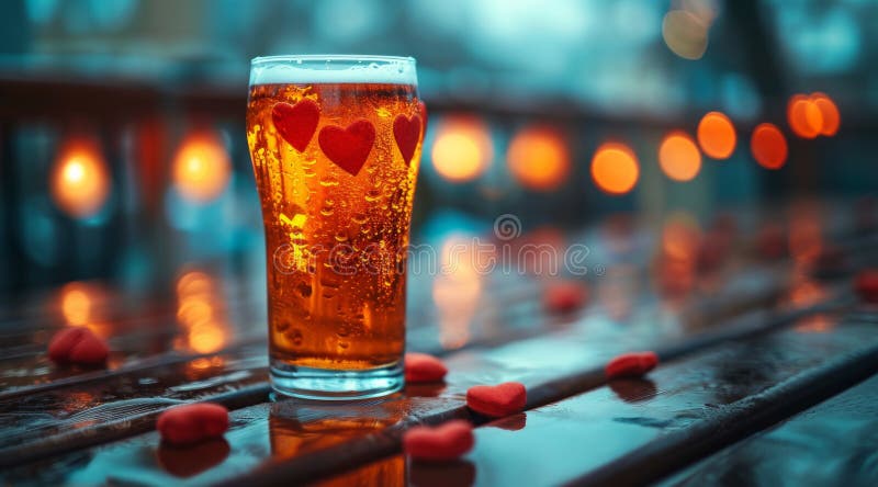 Beer Glass With Heart Shaped Hearts Stock Image Image Of Bubbles