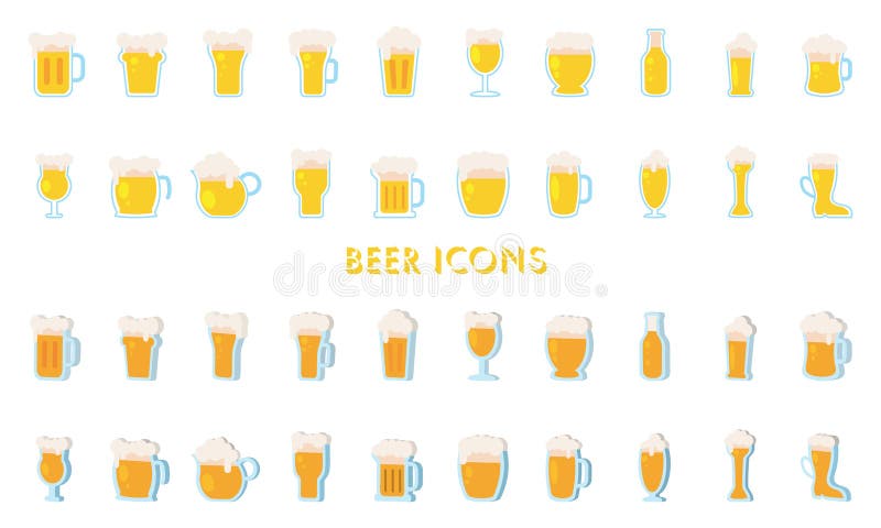 Beer Glass Icons Set Vector Stock Illustration - Illustration of ...