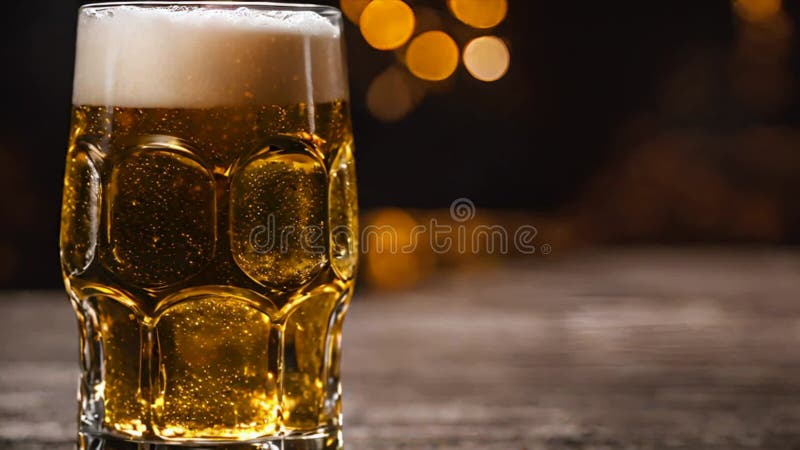 Beer Glass Isolated on Warm Dark Background with Ample Space for ...