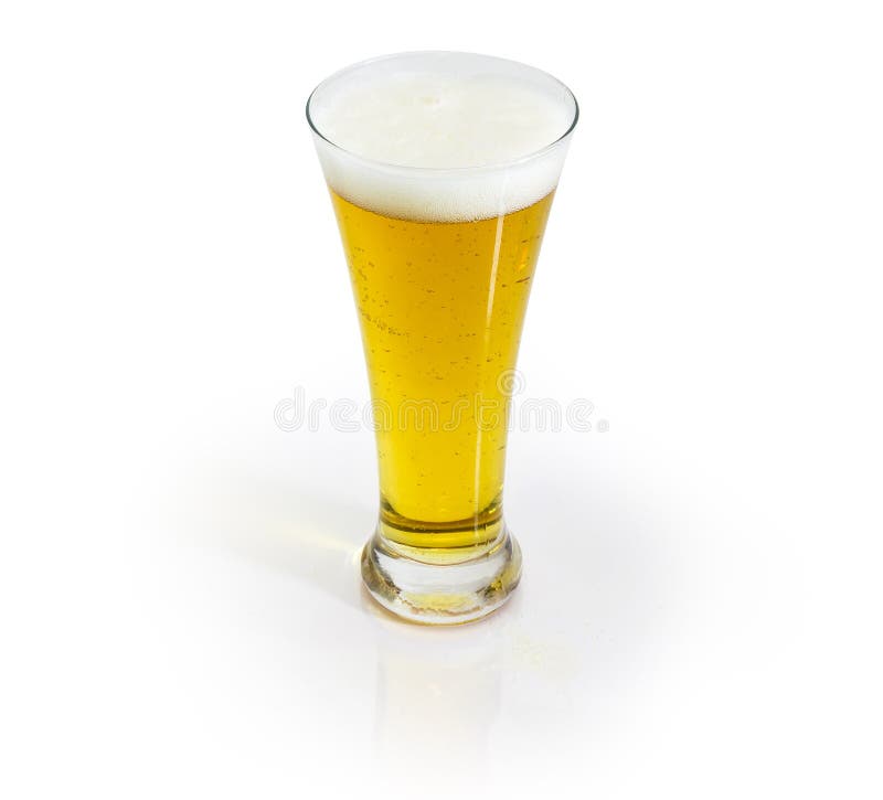 Glass of Lager Beer on a White Background Stock Image - Image of drink ...