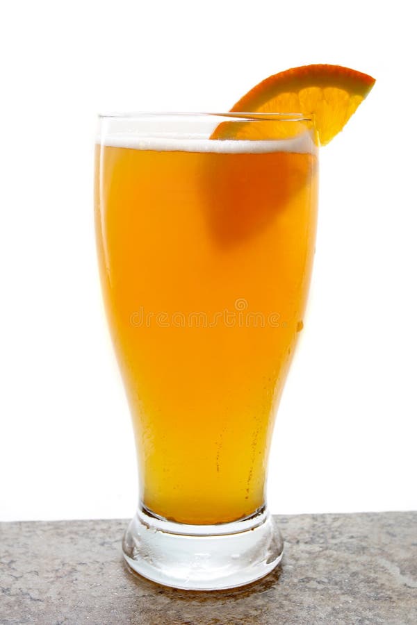 Beer in glass with orange stock image. Image of sliced - 7557683