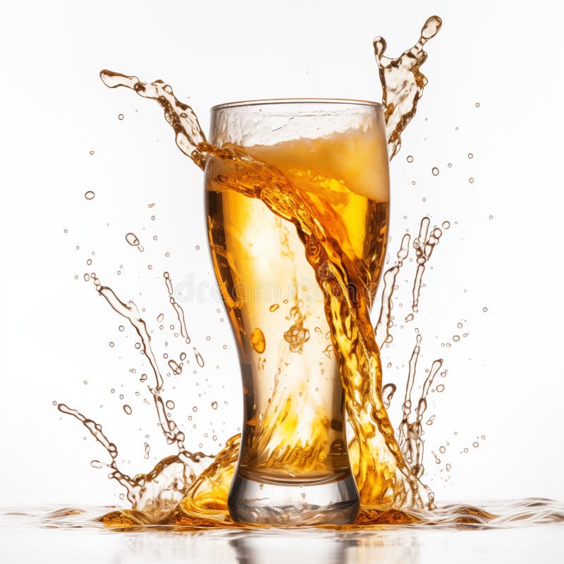 Beer Glass with Beer Splash on White Background Isolate Stock Photo ...