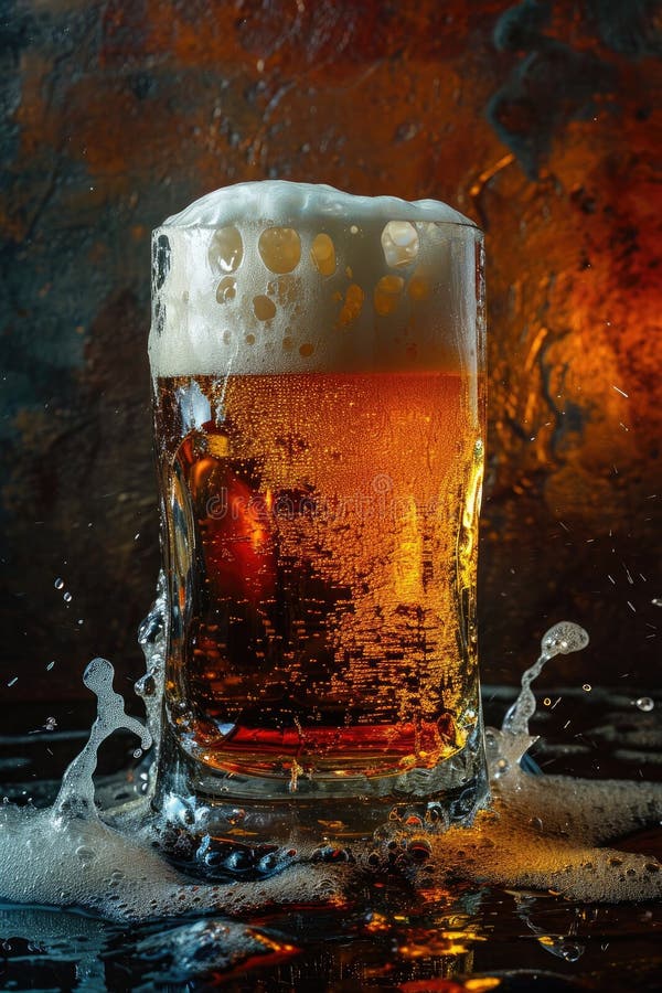 Beer Glass with Splashing Water Stock Illustration - Illustration of ...