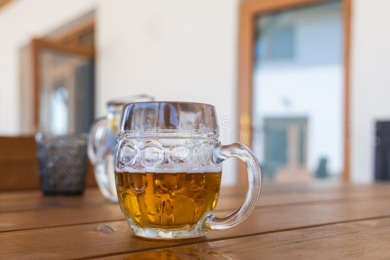 Beer in a Glass on a Table in a Restaurant. the Glass is Drunk Stock ...
