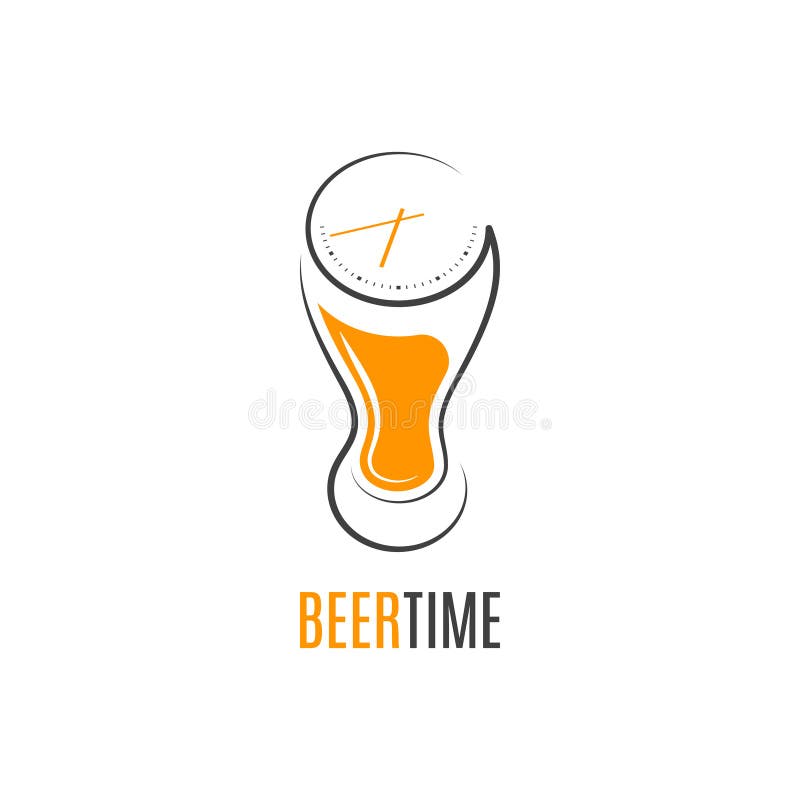 Beer Glass Time Concept Design on White Background Stock Vector ...