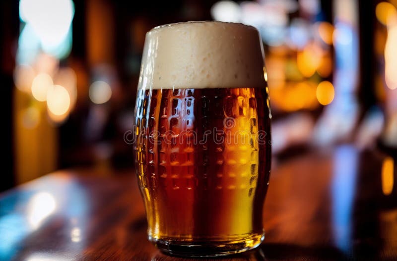 Beer Glasses on the Bar Counter in the Bar. Selective Focus. Generative ...