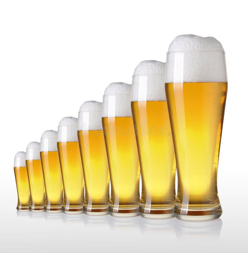 Beer Set, Set of Glasses of Light and Dark Beer on a Pub Background ...